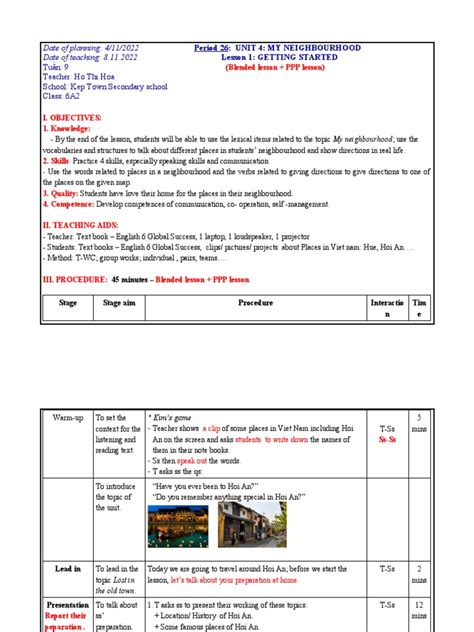 4 Lesson Plan Unit 4 Getting Started Lop 6 Pdf