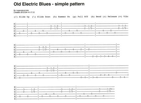 Old Electric Blues Style Guitar Pattern Easy To Learn Tab Included Guitar Tabs And Chords