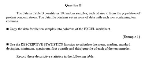 solved question b the data in table b constitutes 10 random