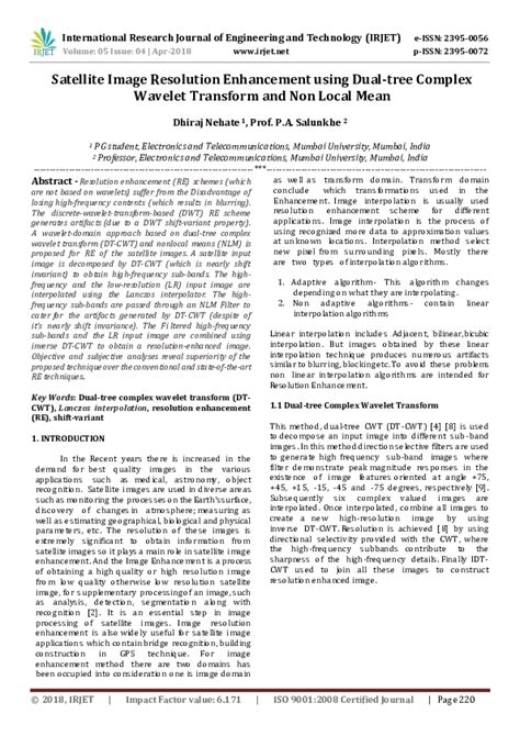 pdf satellite image resolution enhancement using dual tree complex