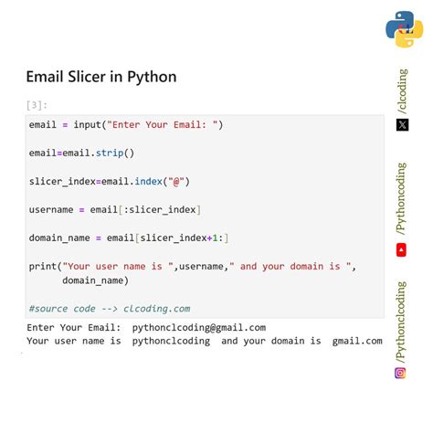 python coding email slicer in python instagram