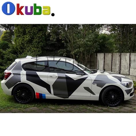Jumbo Black White Arctic Camo Film Wrap With Air Bubble Free Urban