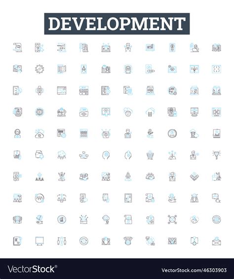 Development Line Icons Set Growth Royalty Free Vector Image