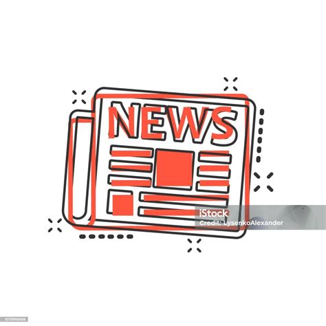 向量卡通漫畫風格的報紙圖示新聞標誌插圖表意字元電子報業務飛濺效果概念向量圖形及更多事件圖片 事件 互聯網 例行公事 Istock