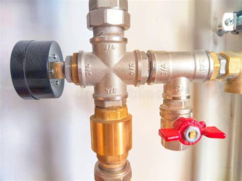 Close Up Of Domestic Water Shut Off Valves Detailed View Of The Copper