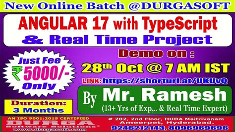 Angular 17 With Typescript Online Training Durgasoft Youtube