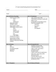 2nd Grade Guided Reading Student Documentation Form Docx 2nd Grade