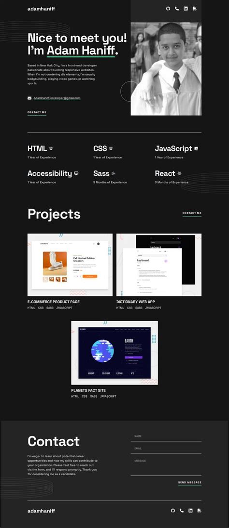Frontend Mentor Single Page Developer Portfolio Using Css Flexbox