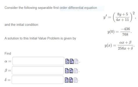 Solved Consider The Following Separable First Order