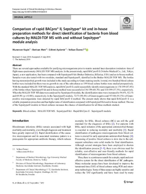 Pdf Comparison Of Rapid Bacpro® Ii Sepsityper® Kit And In House