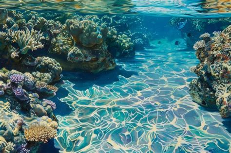 Sunbeams Dance Through Turquoise Water Revealing A Colorful Coral Reef Teeming With Life