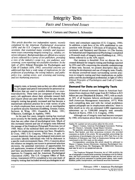 Pdf Integrity Tests Facts And Unresolved Issues