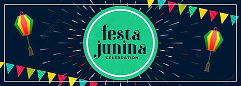 平面樣式 Festa Junina 慶典橫幅設計模板下載，設計範本素材在線下載