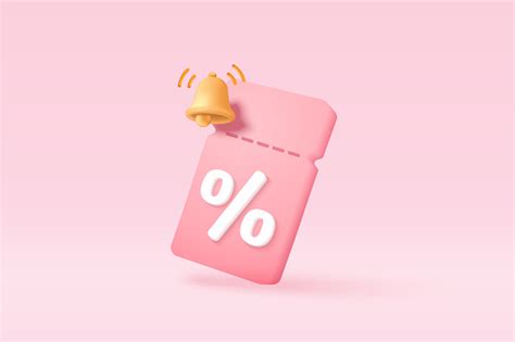 온라인 쇼핑 태그 가격 3d 렌더링 벡터 향후 사용을위한 현금 할인 쿠폰 온라인 쇼핑을위한 우수한 제안 3d 분홍색 배경의
