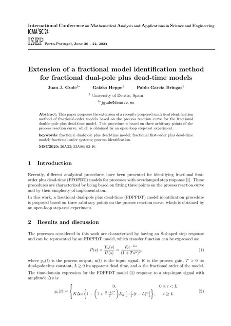 Pdf Extension Of A Fractional Model Identification Method For