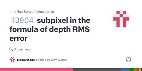 Subpixel In The Formula Of Depth Rms Error · Issue 3904 · Intelrealsenselibrealsense · Github