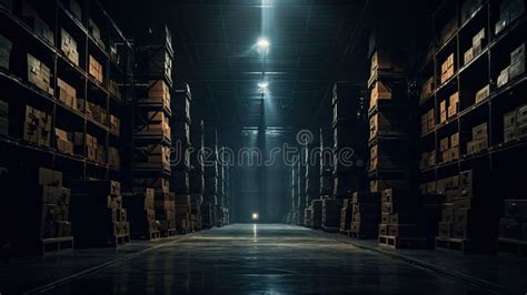 Crates Warehouse Dark Stock Illustration Illustration Of Facility