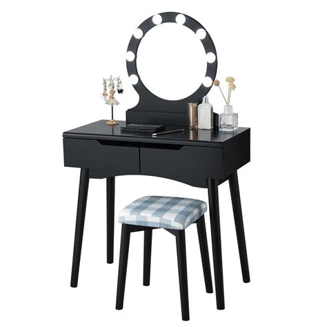 Costway Schminktisch Frisiertisch Make Up Tisch Mit Led Beleuchtung