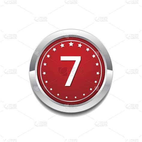 7数字圆形矢量红色web图标按钮