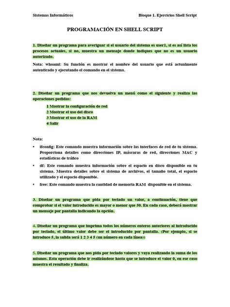 Bloque 1 Ejercicios Shell Script Descargar Gratis Pdf Programa De