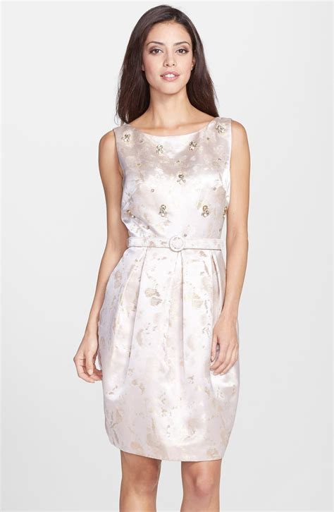 Eliza J Embellished Metallic Jacquard Sheath Dress Nordstrom