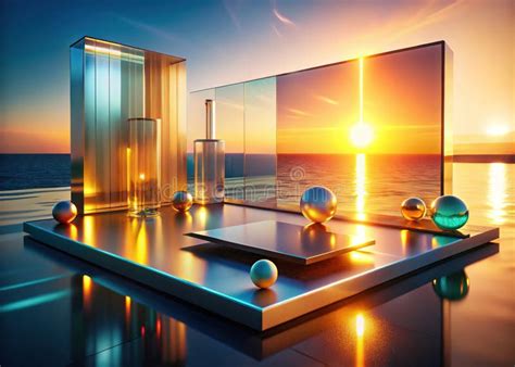 Stunning 3d Renderings Floating Objects On A Glass Surface With Soft