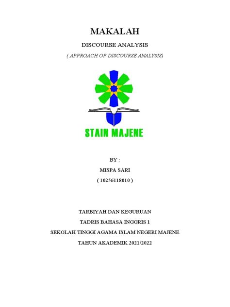 Approach Of Discourse Analysis Pdf