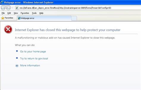 Technology Stack Fix For Internet Explorer Has Closed This Webpage To