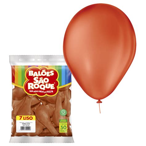 Balão São Roque Terracota Liso 7 Polegadas 50 Unidades Extra Festas