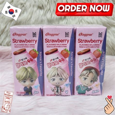 Binggrae Korean Milk Drink Strawberry Banana And Melon Shopee