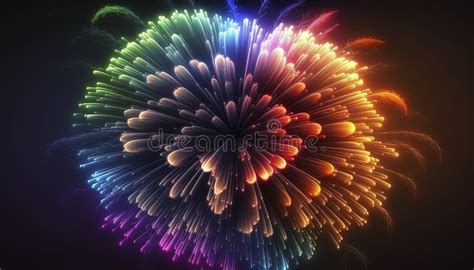Colorful Fireworks Exploding In The Night Sky Stock Illustration