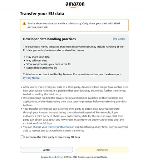 Developer Data Handling Practices Amazon Data Portability