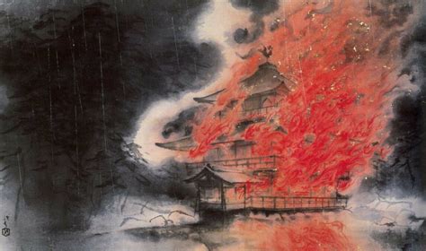 Kawabata Ryushi 金閣炎上 Burning of the Golden Pavillion 日本画 アートの