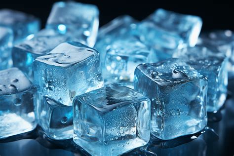 Blue Ice Cubes Reflection On Black Table Graphic By Saydurf · Creative