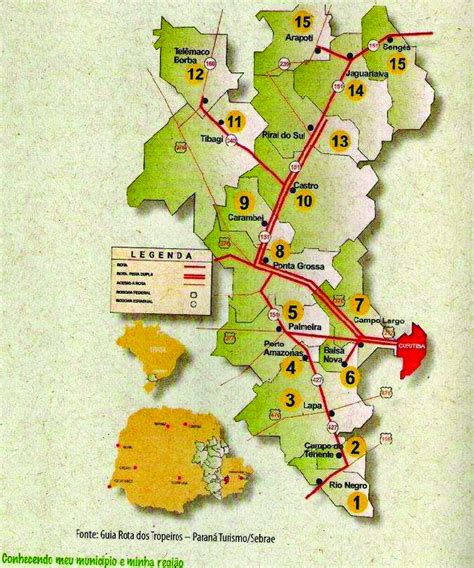 Mapa da Rota Dos Tropeiros Paraná Turismo SEBRAE 2007 Download