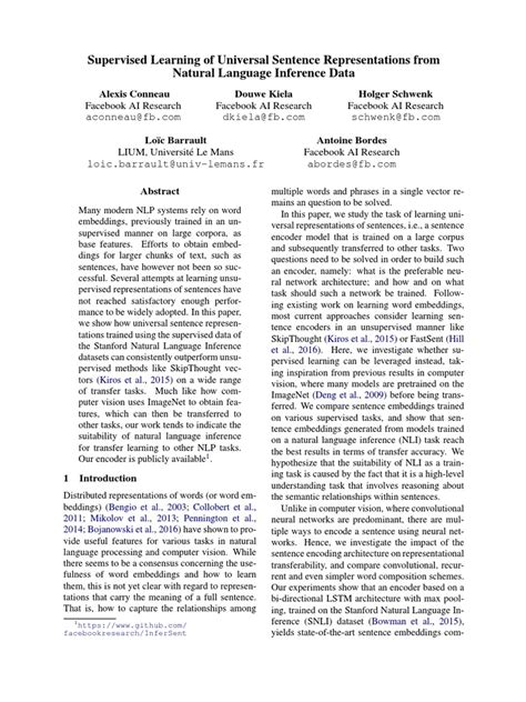 Conneau A Et Al 2017 Supervised Learning Of Universal Sentence