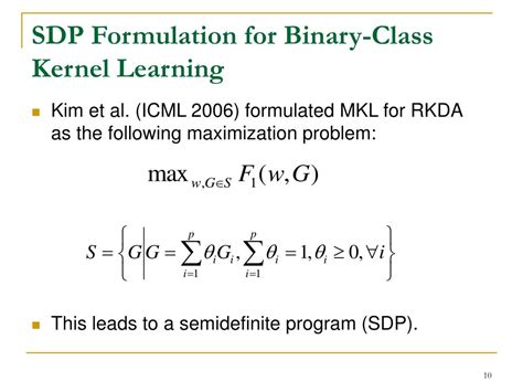 Ppt Learning The Kernel Matrix In Discriminant Analysis Via Qcqp