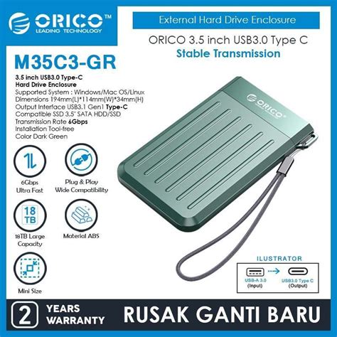 Promo ORICO 3 5 Inch HDD Enclosure Type C USB3 1 Gen1 6Gbps M35C3 Diskon 15 Di Seller ORICO