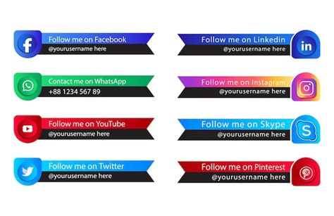 Diseño De Iconos Inferiores De Redes Sociales Degradados Con Botones