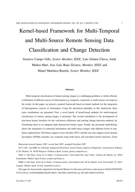Pdf Kernel Based Framework For Multitemporal And Multisource Remote