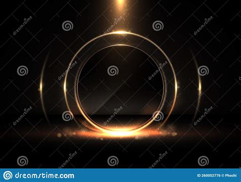Abstract Golden Circles Lighting Flames Effect Sparkling With Bokeh And