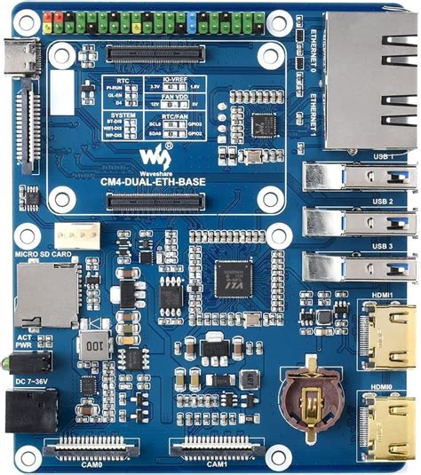 Amazon Com Waveshare Dual Gigabit Ethernet Base Board Designed For Raspberry Pi Compute Module