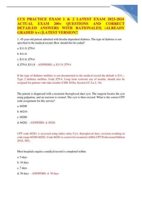 Ccs Practice Exam 1 And 2 Latest Exam Actual Exam 200 Questions And