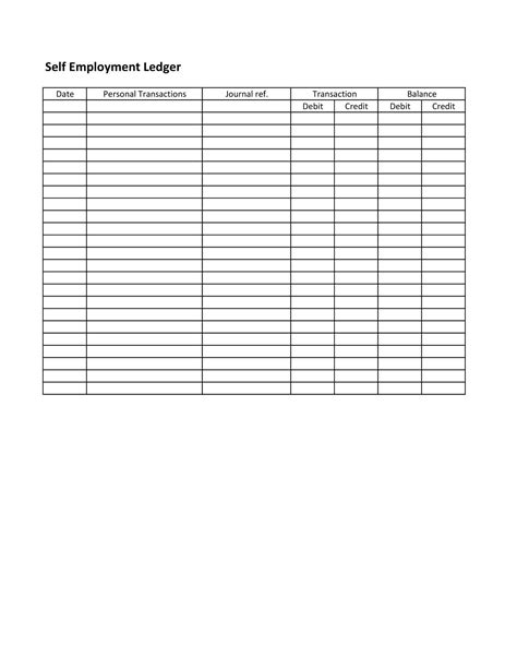 Free Printable Self Employment Ledger Templates Pdf Word Excel