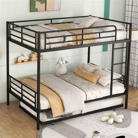 Polibi Full Over Full Metal Bunk Bed With Trundle Black Rs 33602 B