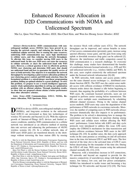 Pdf Enhanced Resource Allocation In D2d Communications With Noma And Unlicensed Spectrum