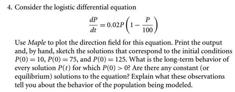 Solved Consider The Logistic Differential Equation Dp Dt Chegg