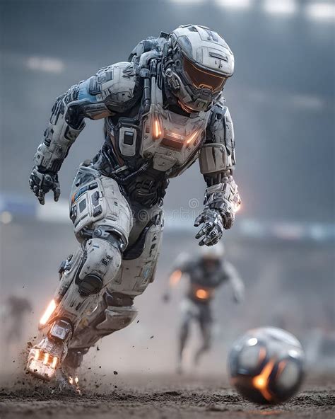 Futuristic Robots Playing Football In A Stadium Stock Illustration Illustration Of Screenshot