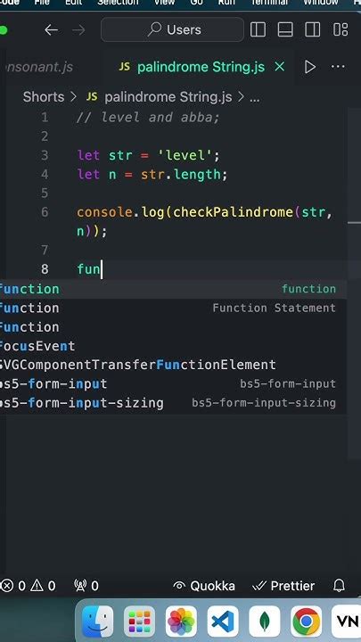 how to check palindrome number in javascript palindrome string webx learner youtube