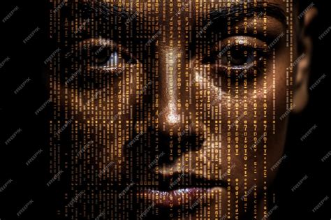 Premium Photo A Binary Code With Human Face Shape On Dark Background Generative Ai Aig27